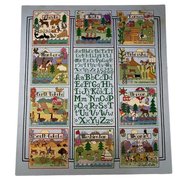 Handmade | Accents | Midwest States Sampler Counted Cross Stitch ...